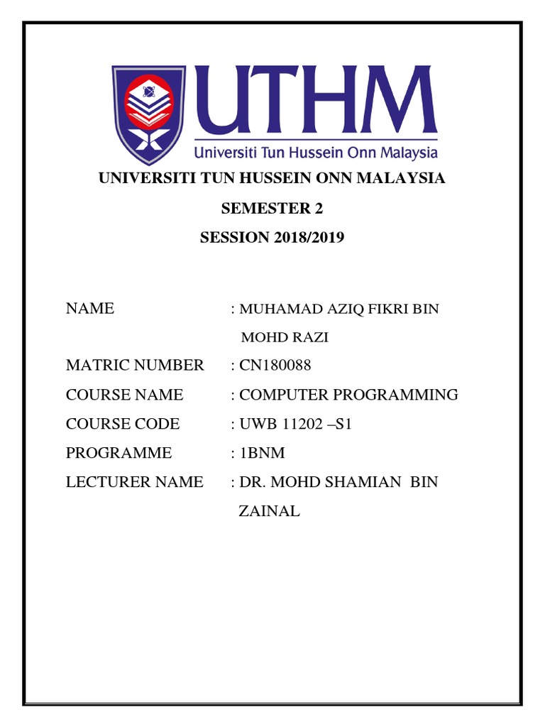 Front Page Assignment | PDF