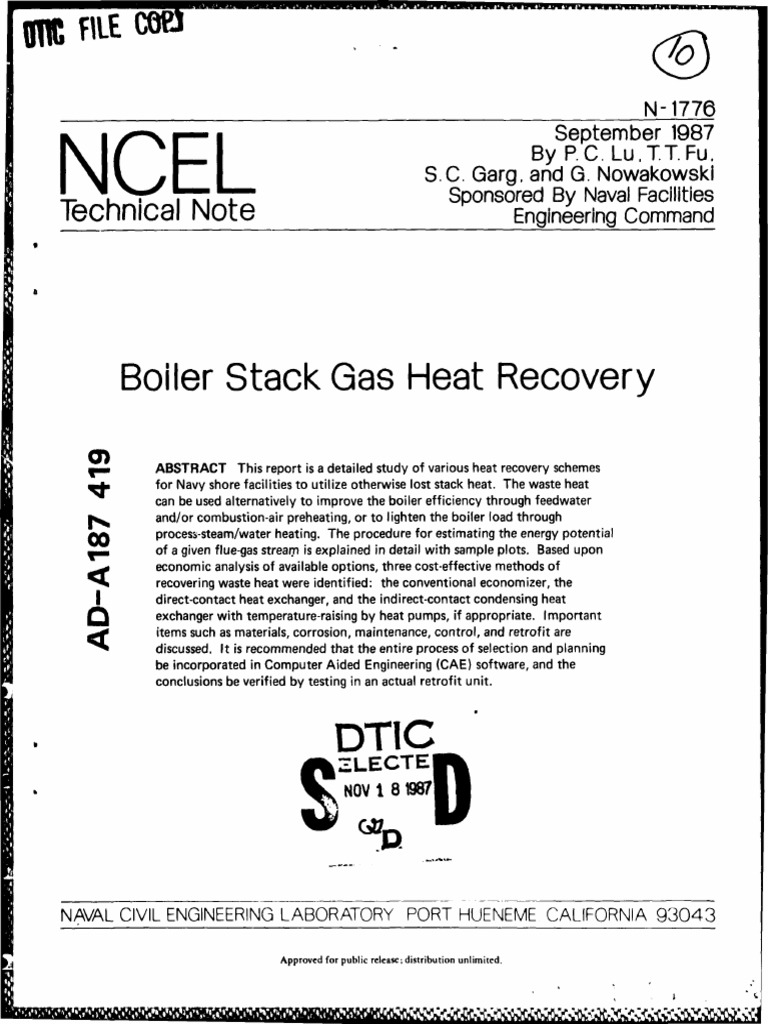 N C EL: Boiler Stack Gas Heat Recovery | PDF | Boiler | Chimney