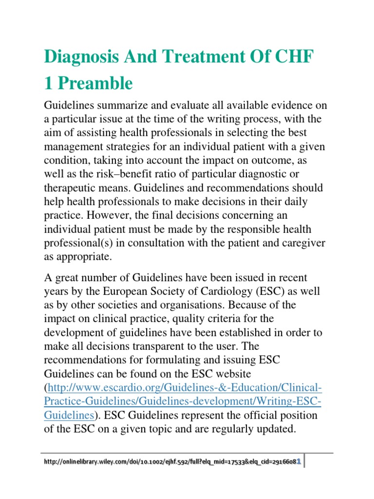 Diagnosis and Treatment of CHF 1 Preamble: Practice-Guidelines ...
