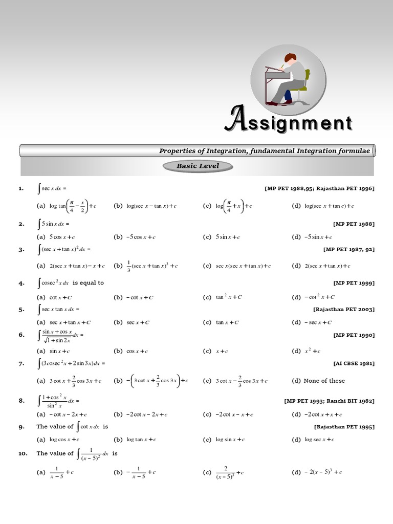 Indefinite Integral Evaluation Worksheet | PDF | Arithmetic ...