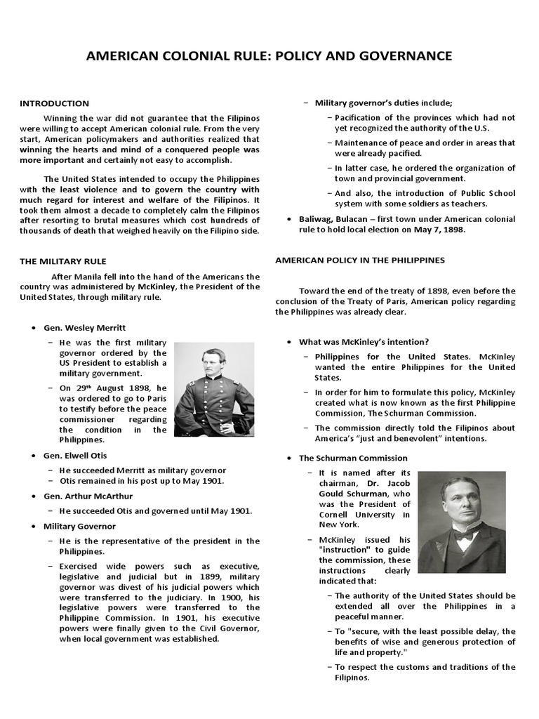 American Colonial Rule Policy Andgovernance | PDF | Philippines ...