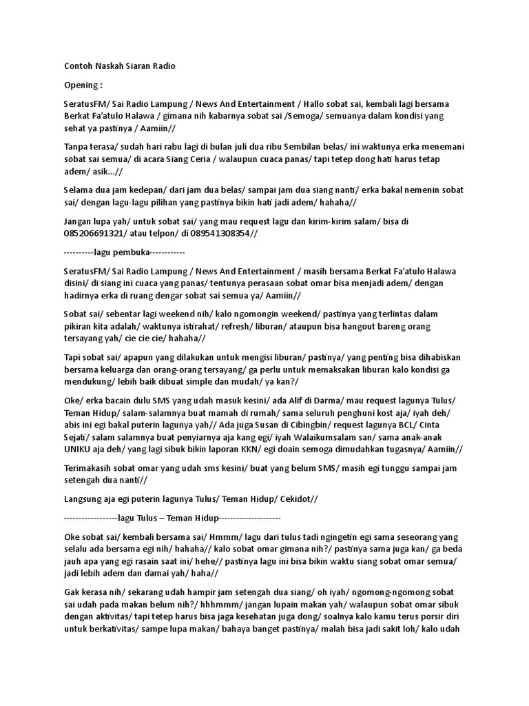 Contoh Siaran Radio | PDF