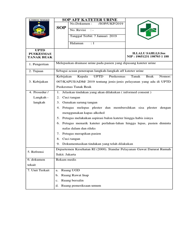 Sop Aff Kateter Urine Pdf