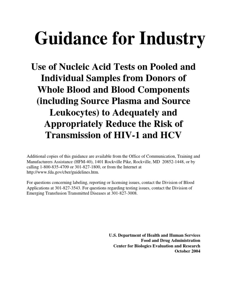 Use of Nucleic Acid Tests On Pooled and Individual Samples From Donors ...