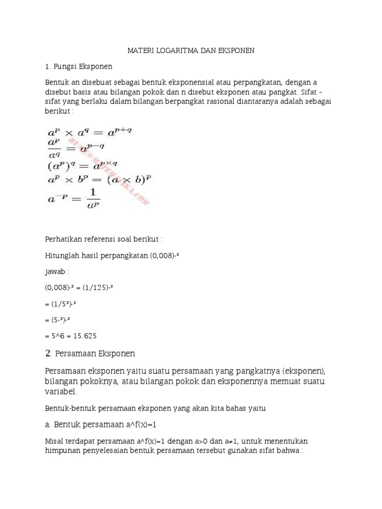 Materi Logaritma Dan Eksponen Pdf