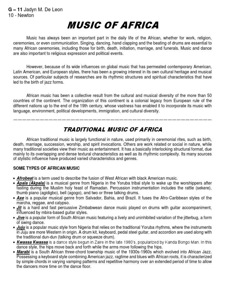 Music of Africa | PDF | String Instruments | Musical Instruments