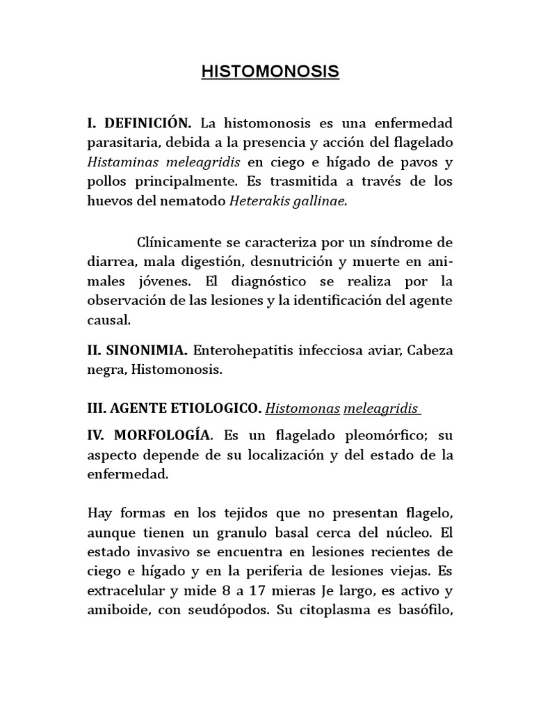 Histomonosis en Aves: Causas y Tratamiento | PDF | Especialidades ...