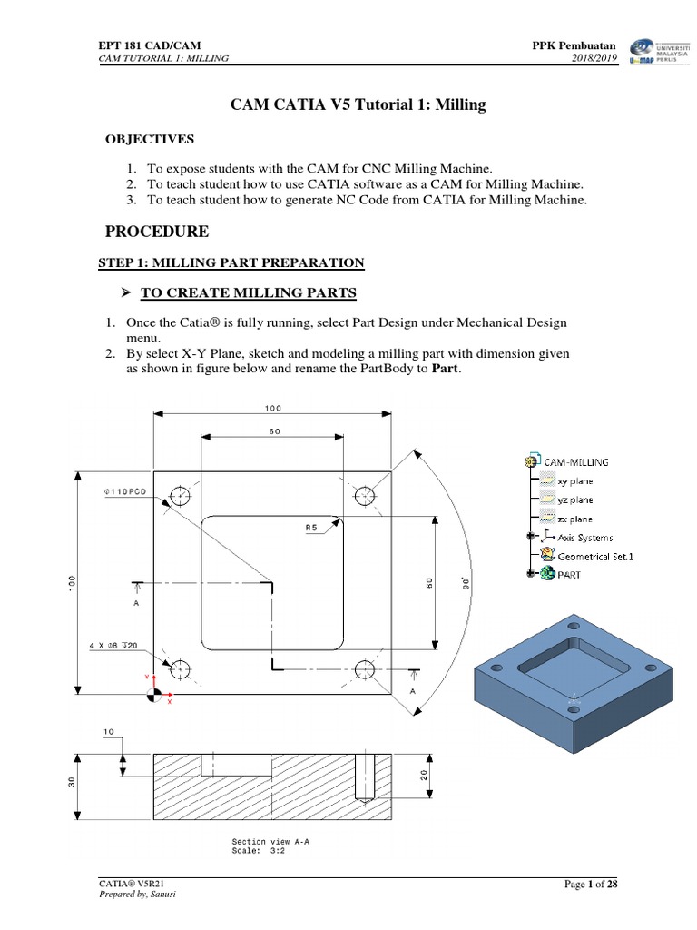 Cam Catia v5 - Milling Tutorial 2018-2019 | PDF | Numerical Control ...