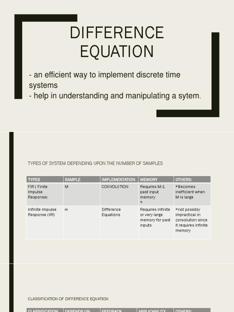 Difference Equation For Fir and Iir Filter | PDF | Signal Processing ...