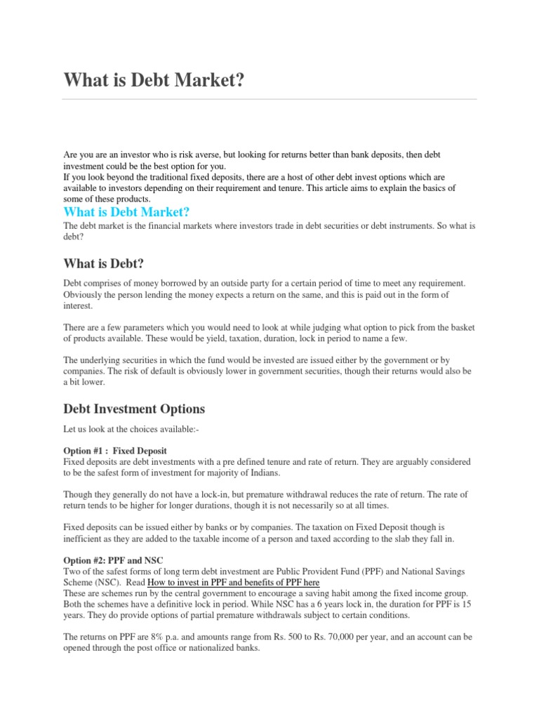 What Is Debt Market? | PDF | Bonds (Finance) | Debt