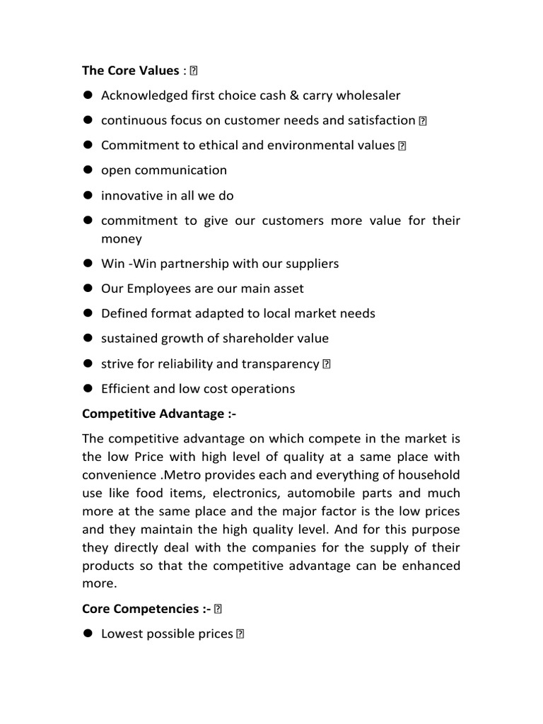 The Core Values | PDF | Retail | Inventory