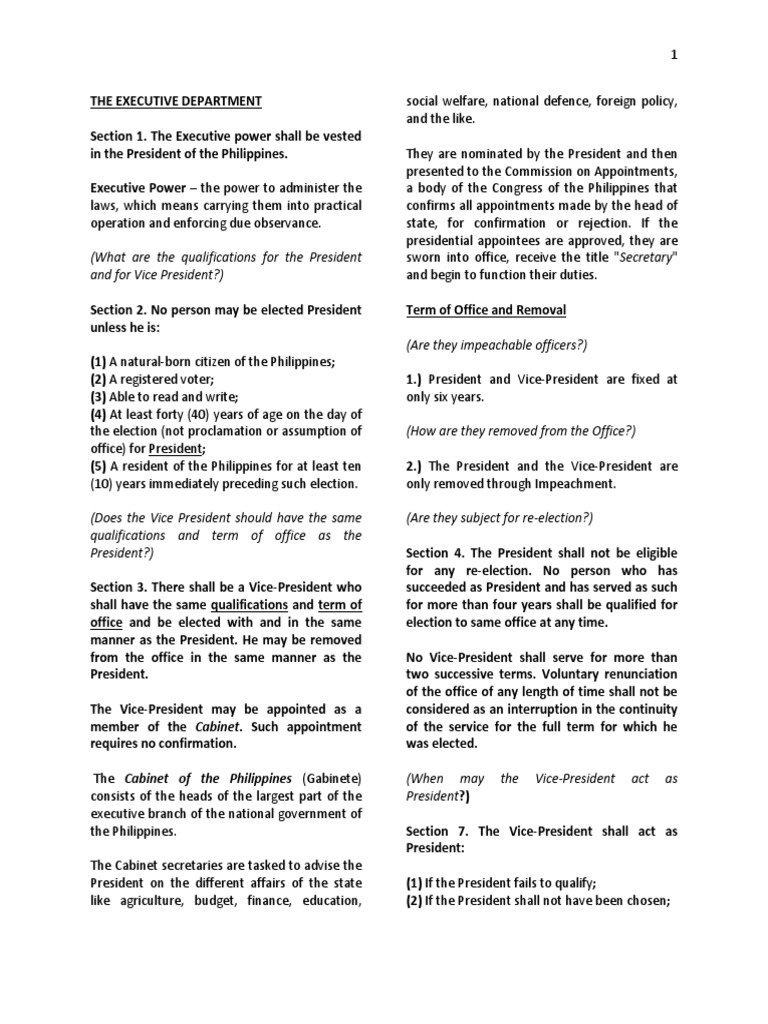 The Executive Department | PDF | Pardon | President Of The Philippines