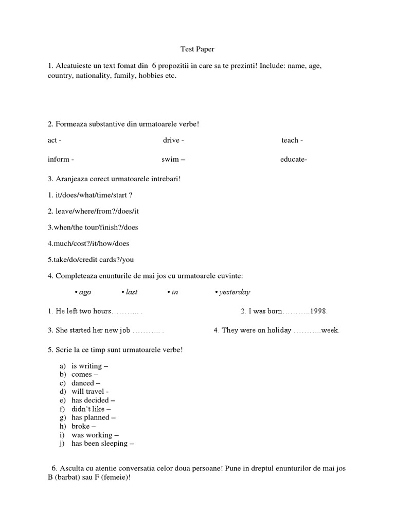 An English Language Practice Test | PDF