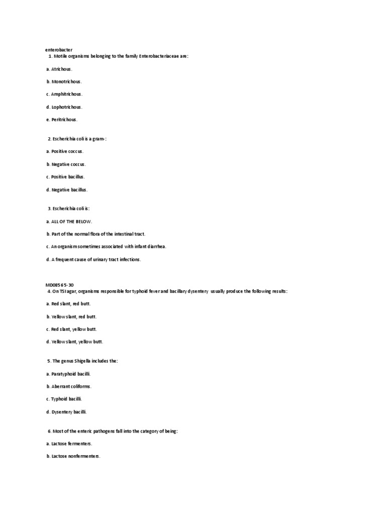 Enterobacter Quiz | Download Free PDF | Gram Negative Bacteria ...