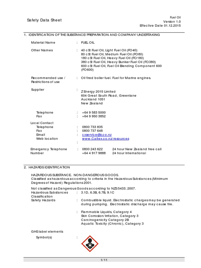Safety Data Sheet: Cxservice@z.co - NZ WWW - Caltex.co - Nz/resources ...