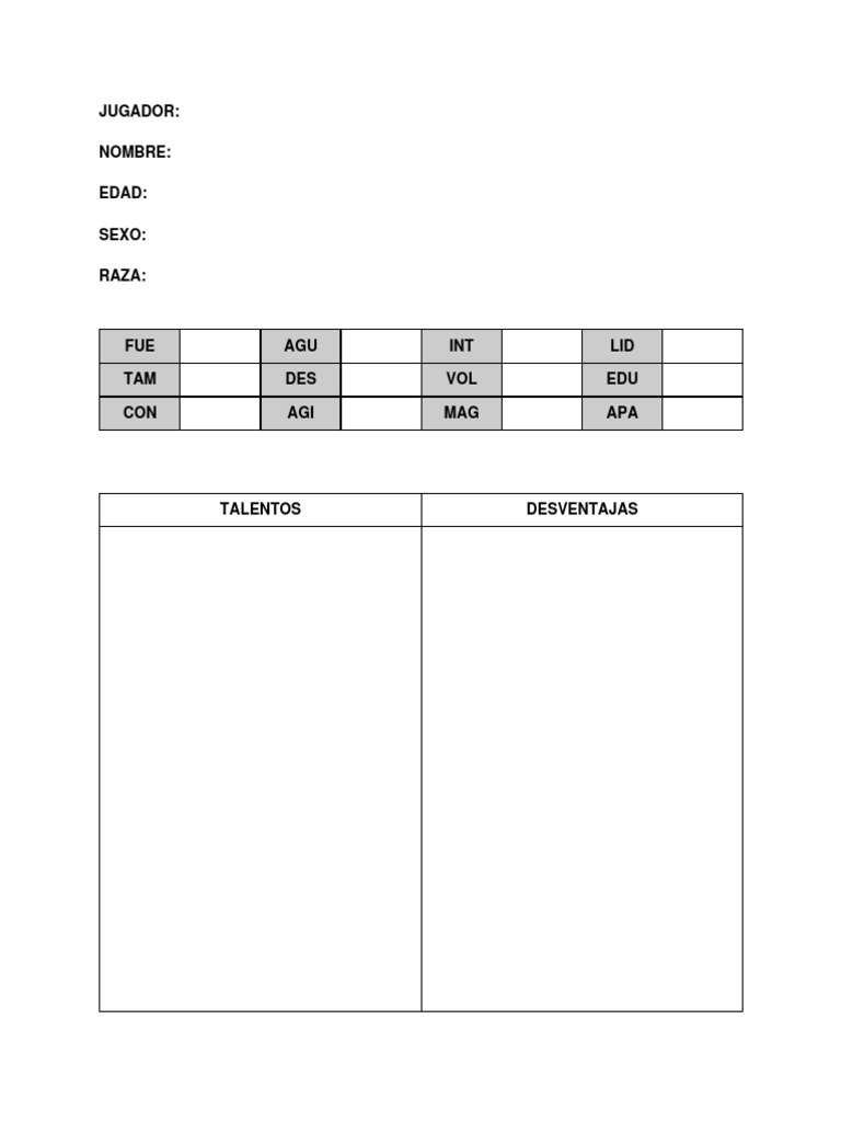 Ficha de Rol PDF | PDF