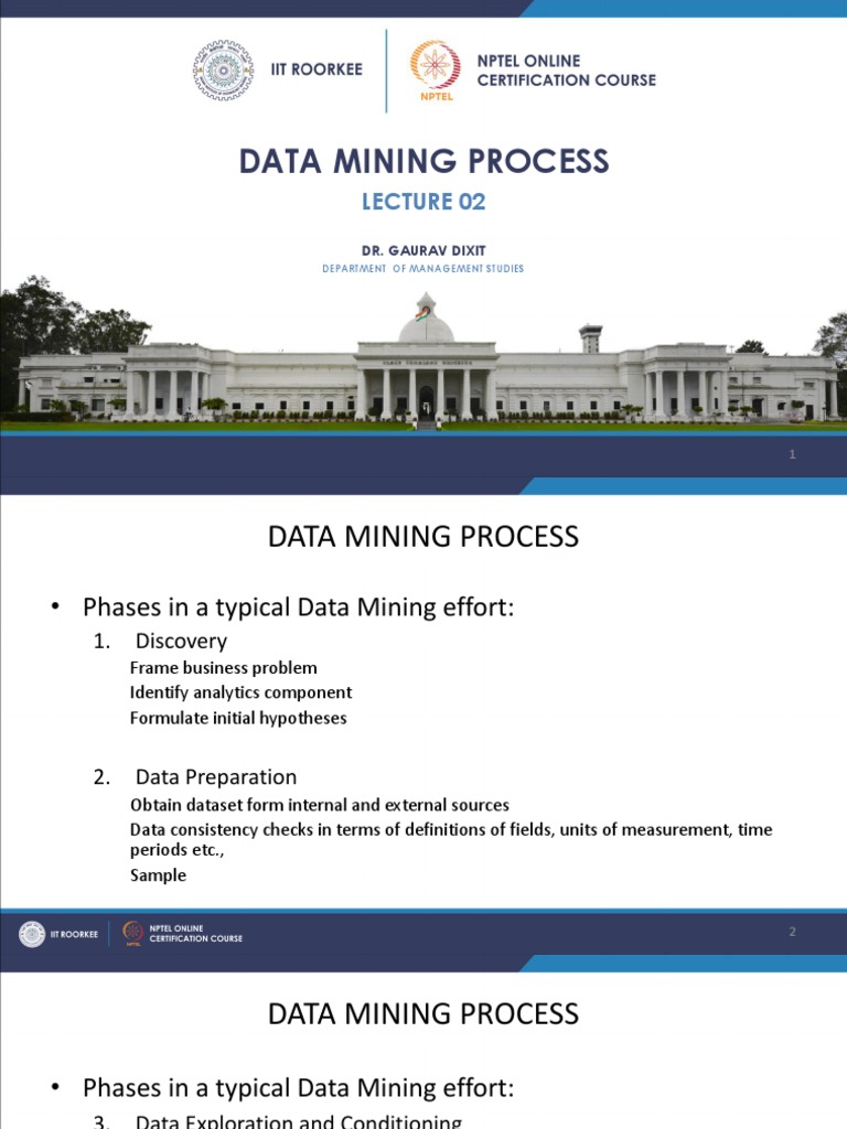 Data Mining Process: Dr. Gaurav Dixit | PDF | Data Mining | Sampling (Statistics)