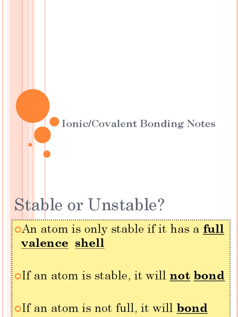 Ionic/Covalent Bonding Notes | PDF