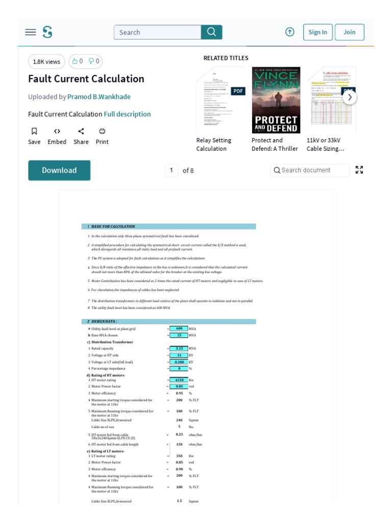 Fault Current Calculation: Download | PDF | Transformer | Electrical ...