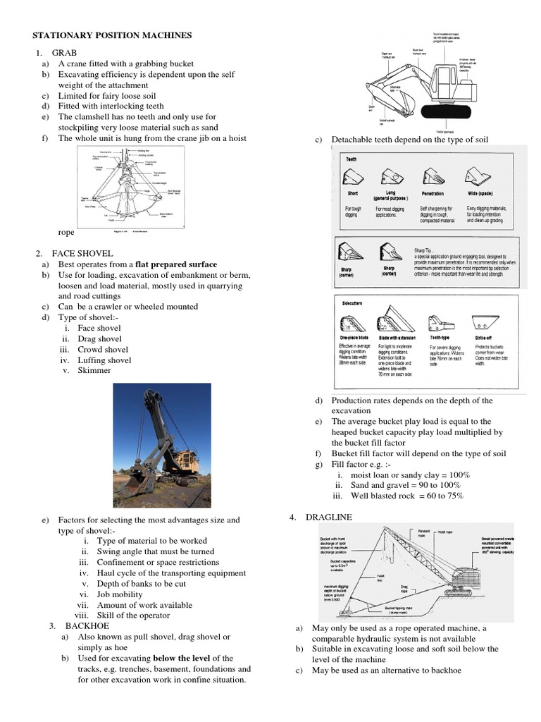 Stationary Excavation Machines Guide | PDF | Soil | Civil Engineering