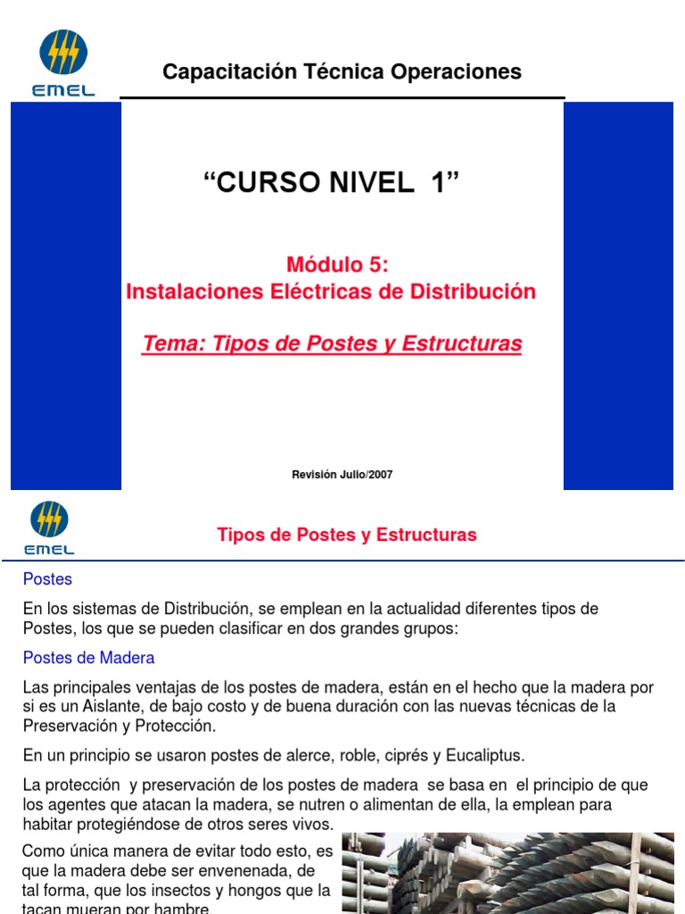 Tipos de Postes y Estructuras Eléctricas | PDF | Rieles | Hormigón
