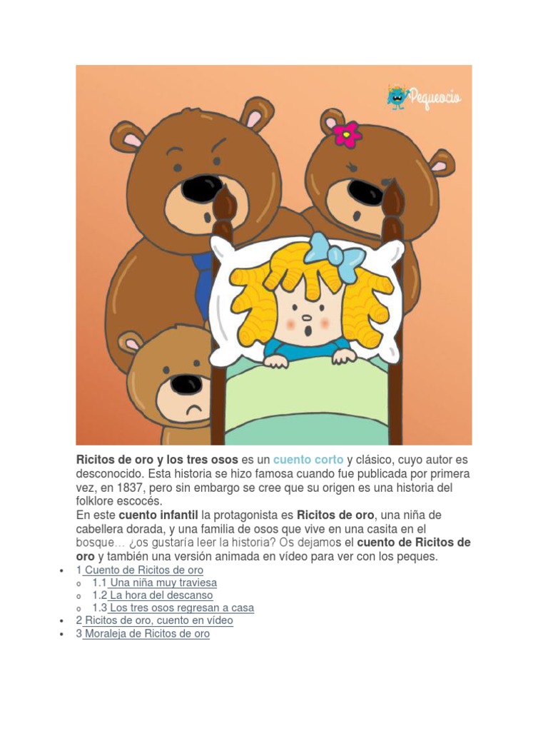 Ricitos de Oro y Los Tres Osos | PDF | Ricitos de oro y los tres osos
