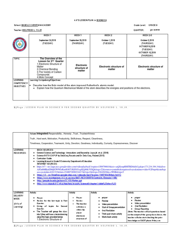 Grade 9 Science 2nd Quarter Lesson Plan | PDF | Dominance (Genetics ...