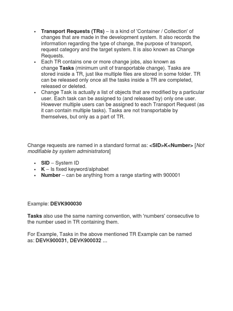 Transport Requests (TRS) : Modifiable by System Administrators) | PDF ...