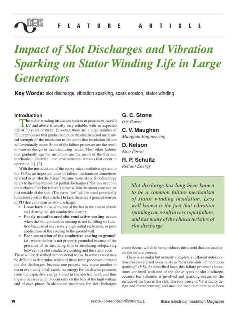 Impact of Slot Discharges and Vibration Sparking On Stator Winding Life ...