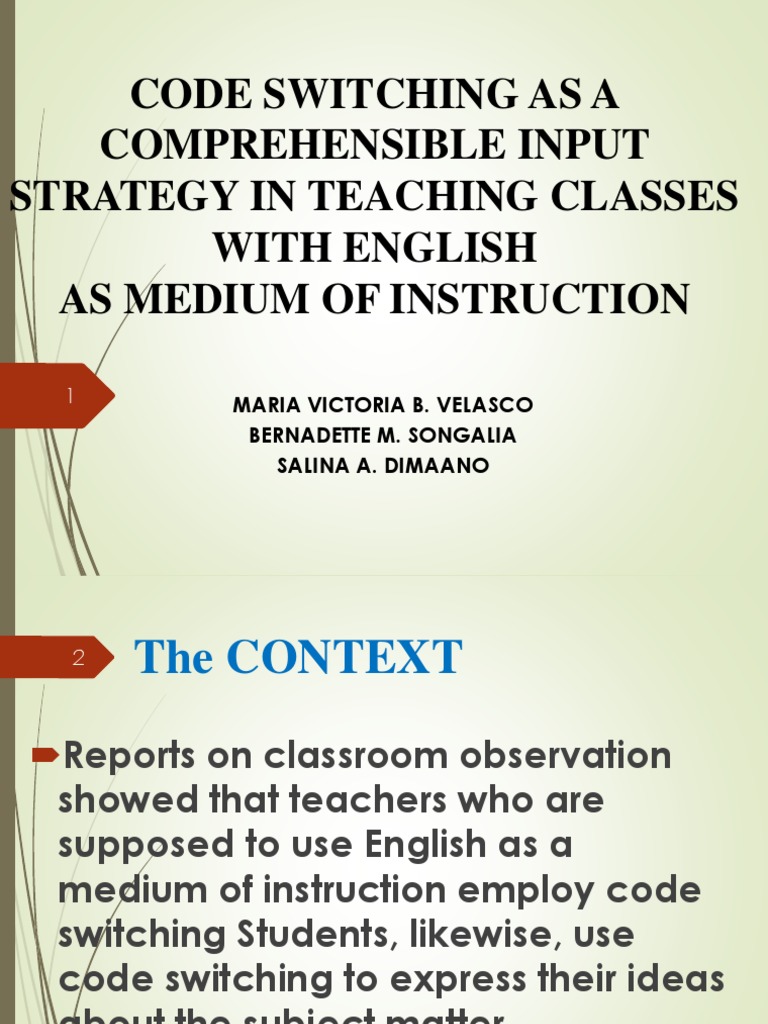 Code Switching in English Instruction | PDF