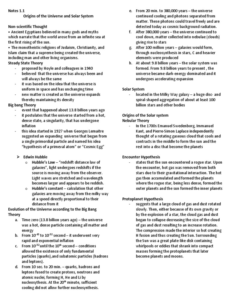 Origin of Universe and Solar System | PDF | Big Bang | Universe