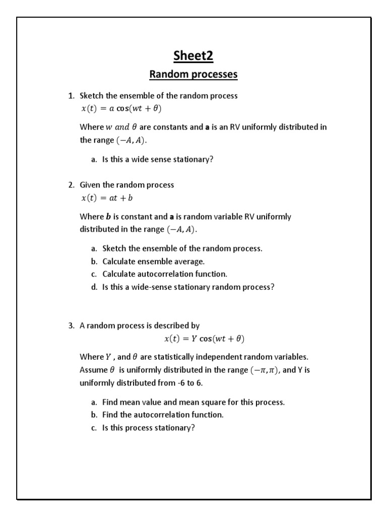 Sheet2: Random Processes | PDF