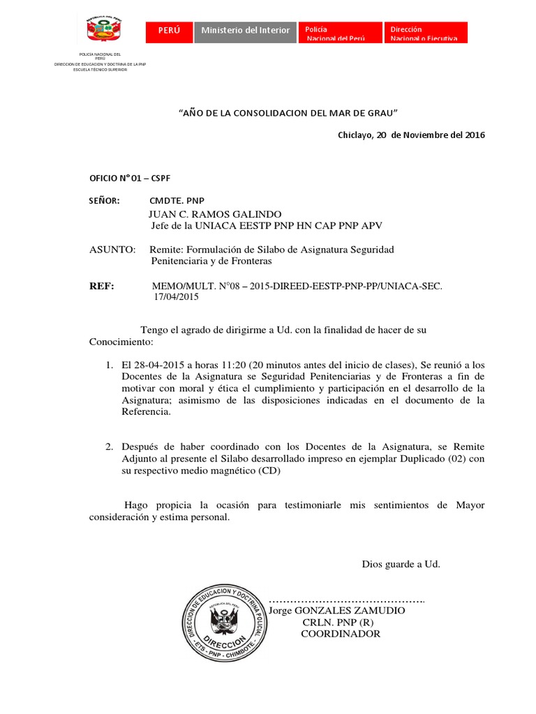 Modelo Oficio PNP | PDF | Gobierno