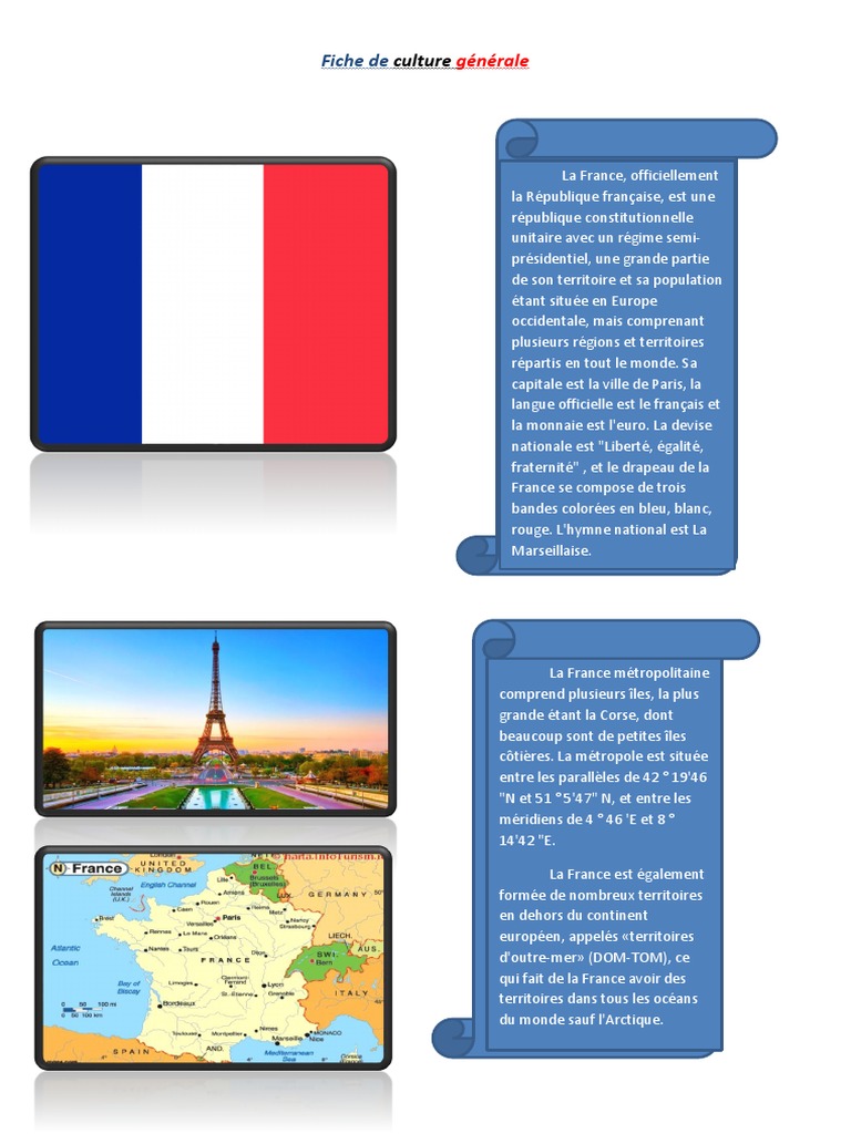 Fiche de culture générale sur la France | PDF
