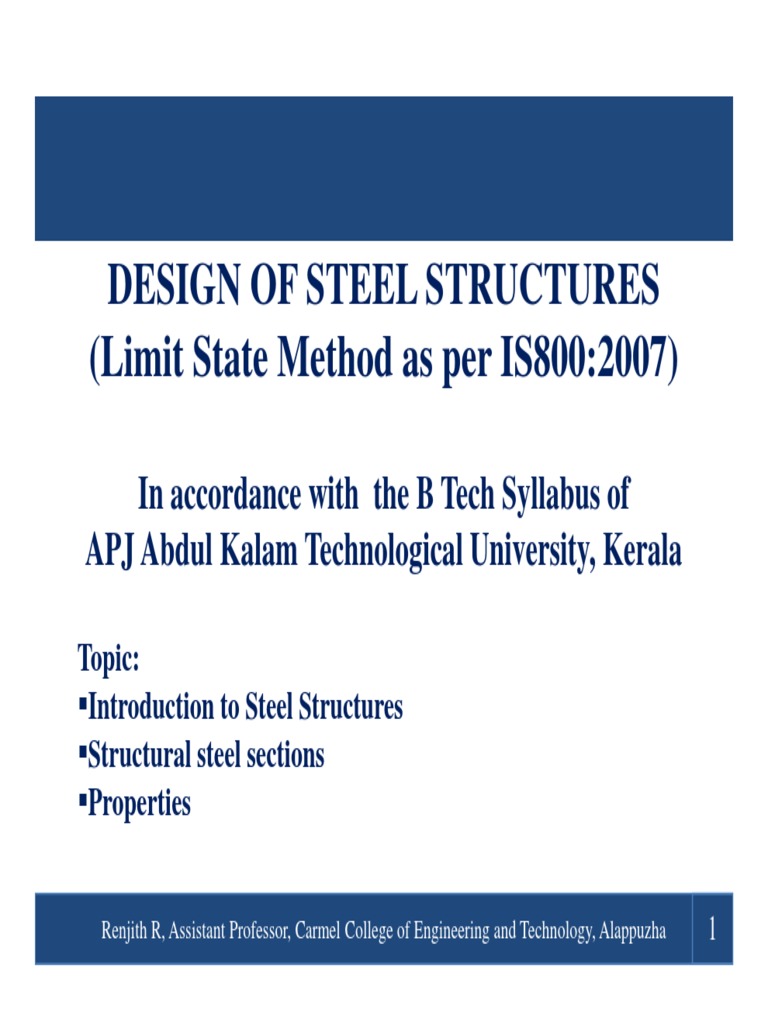 Lecture 1-Introduction To Structural Steel Sections and Properties ...