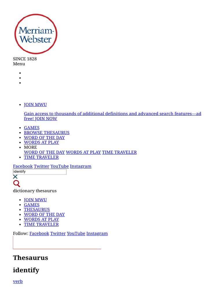 Identify Synonyms, Identify Antonyms - Merriam-Webster Thesaurus | PDF ...