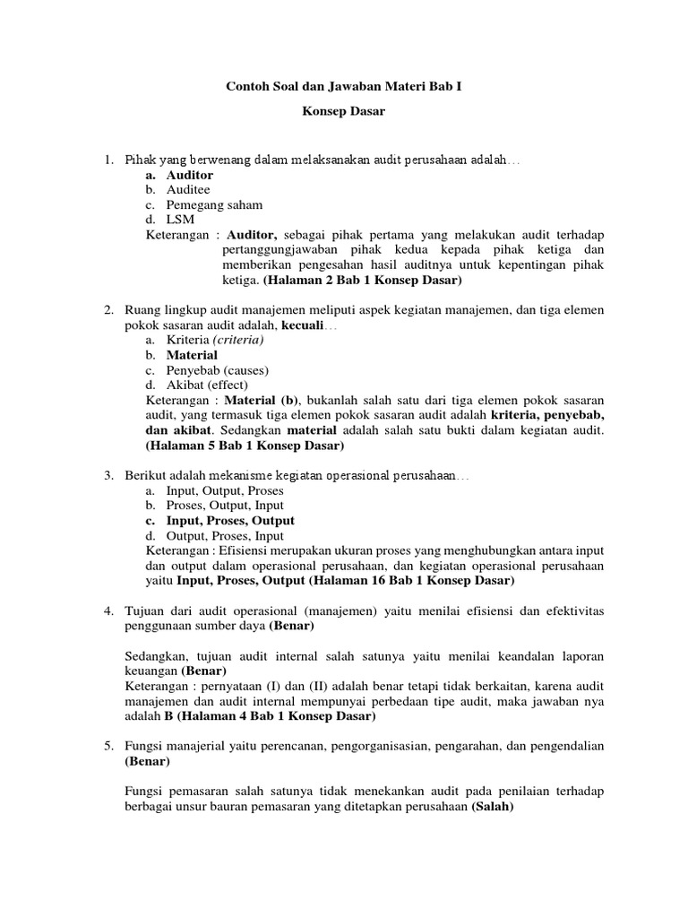 Audit Internal Bab I Konsep Dasar Audit Internal | PDF