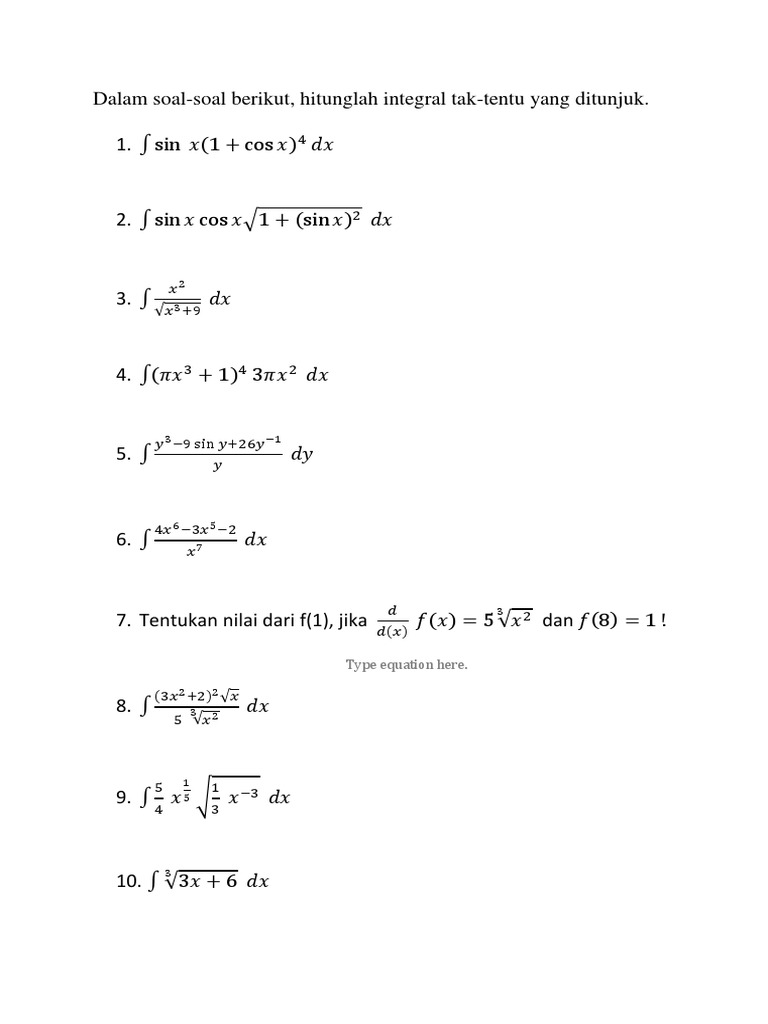 Soal Integral Tak Tentu | PDF