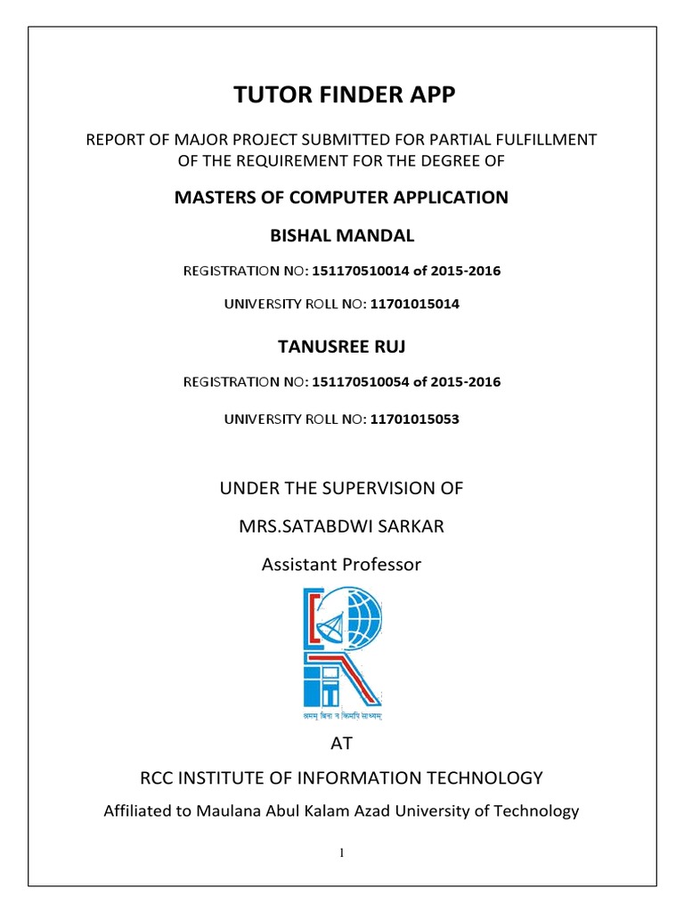 Developing a Mobile Application for Finding Private Tutors: Report on the Tutor Finder App ...