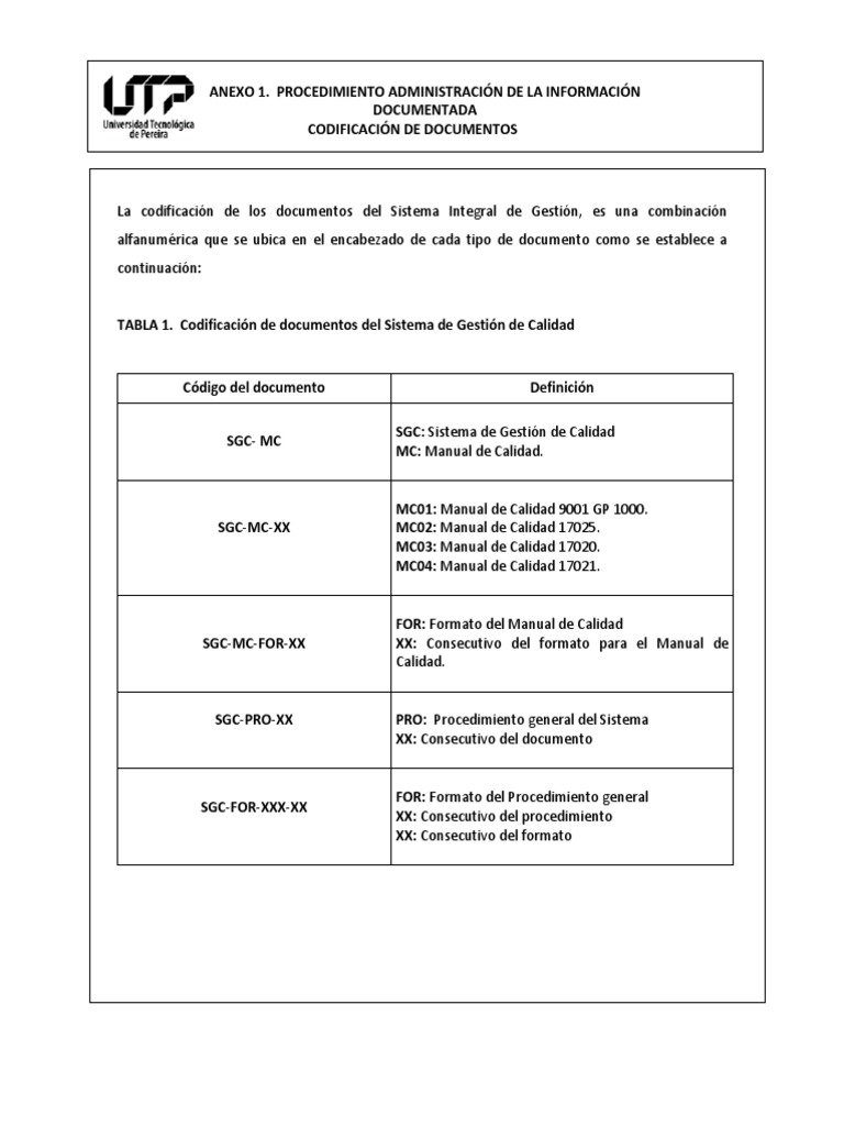 Codificación de Documentos ISO 9001 | PDF | Informática | Informática y ...