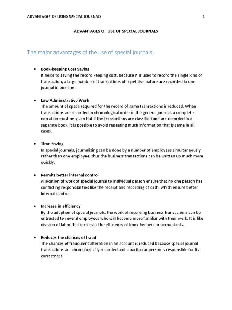 Adv. of Special Journals | PDF