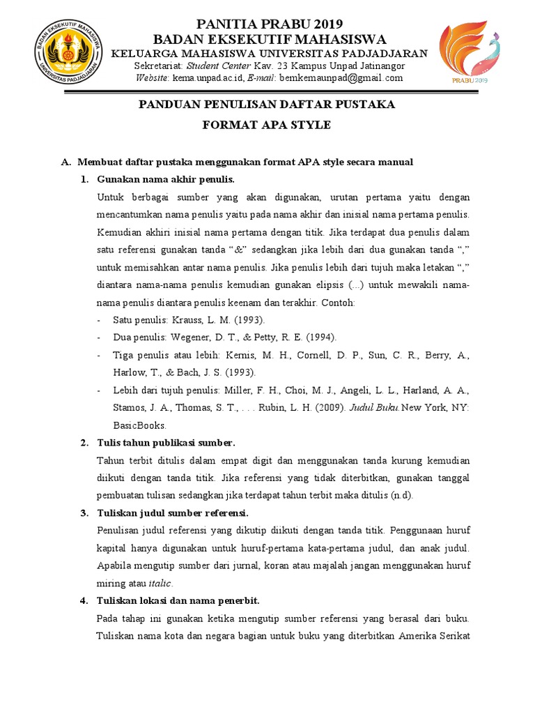 Panduan Penulisan Daftar Pustaka APA Style PDF | PDF