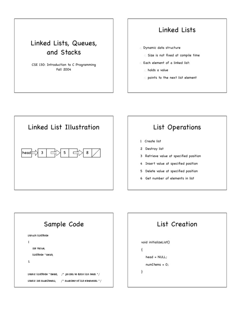 Linked Lists, Queues, and Stacks Overview | PDF