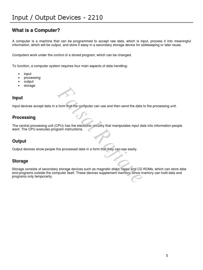 Input and Output Devices - 2210 | PDF | Printer (Computing) | Image Scanner