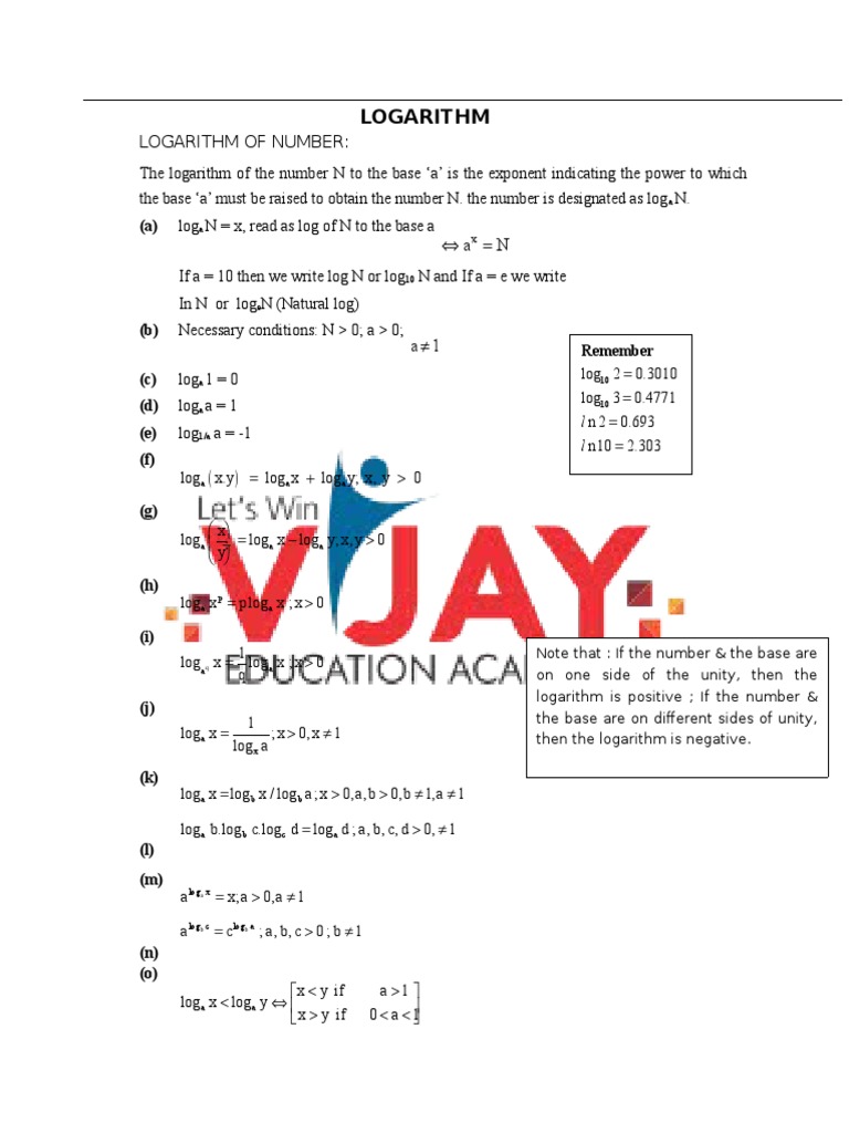 Logarithm PDF | PDF | Logarithm | Combinatorics