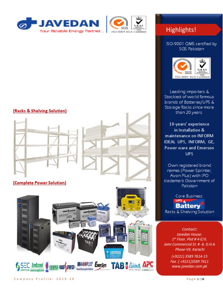 Javedan Company Profile 2019-20 | PDF | Data Center | Electrical ...
