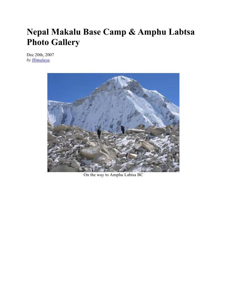 Nepal Makalu Base Camp & Amphu Labtsa Photo Gallery | PDF