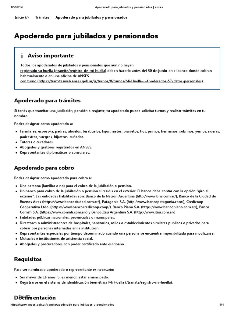 Apoderado para Jubilados y Pensionados - Anses | PDF | Jubilación | Labor