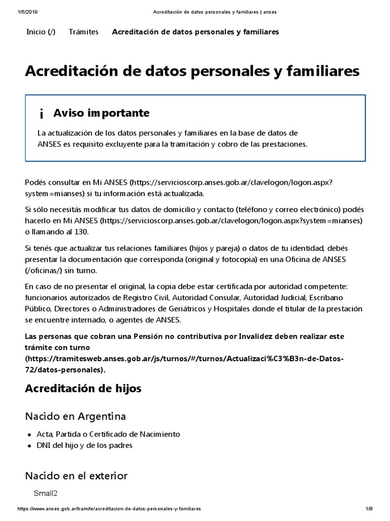 Acreditación de Datos Personales y Familiares - Anses para Pensiones A La Vejez | PDF | Divorcio ...