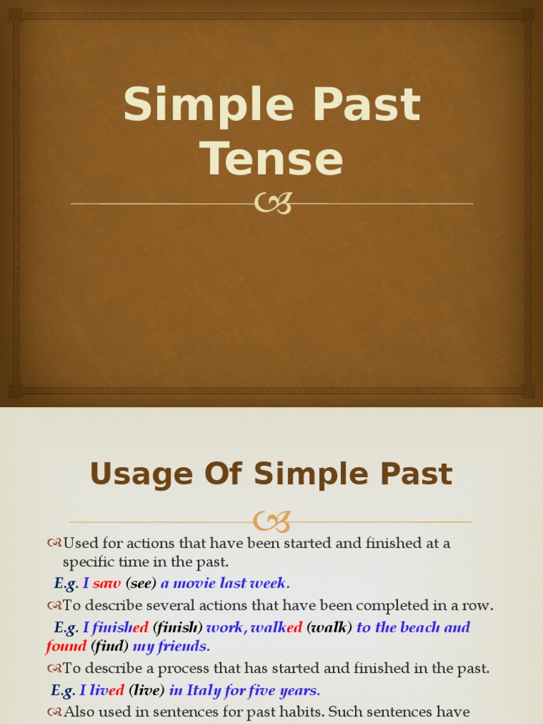 Simple Past Tense | PDF | Verb | Grammatical Tense
